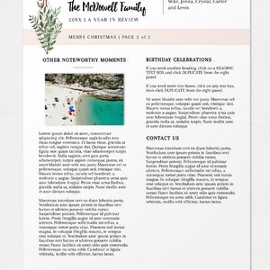 Year in Review Newsletter Two Pages / Family Christmas Newsletter ...