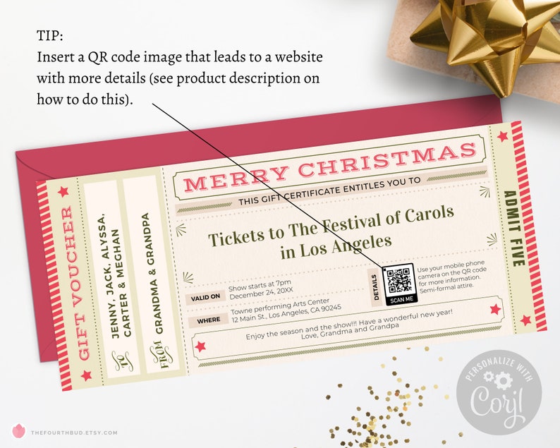 Fun Christmas Gift Voucher Template / Editable Event Ticket Voucher or ...