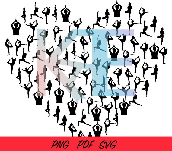 Digital Download Yoga Poses Shaped Into Heart SVG PDF PNG - Etsy