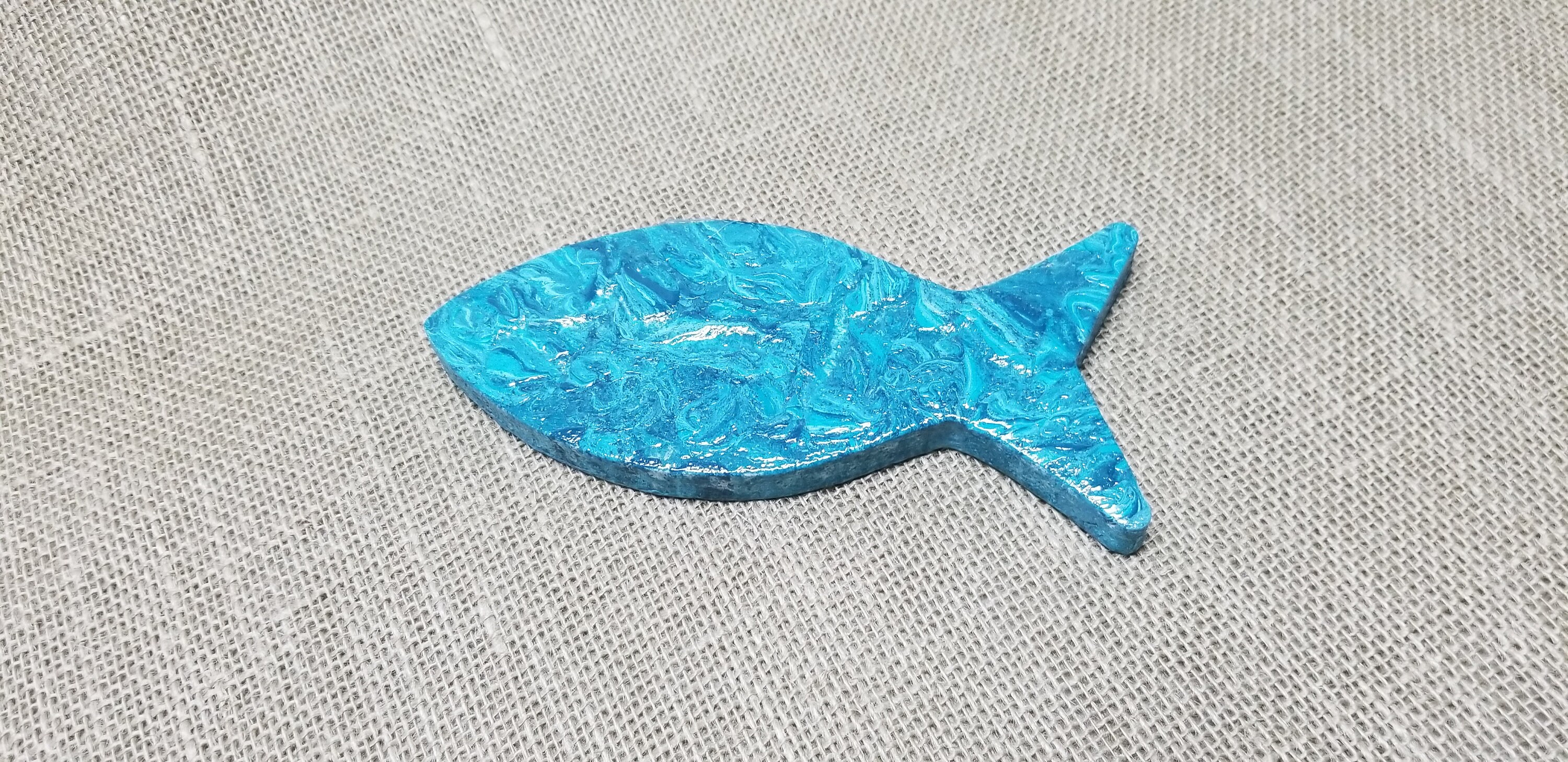 Wood Fish - Set of 3 - Fish Decor - Acrylic Pour Painted