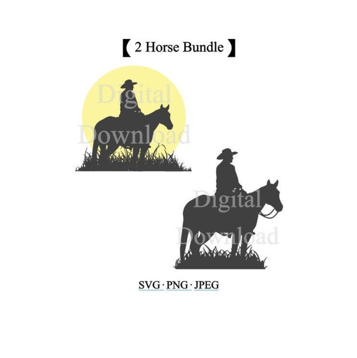 Horse and Rider Image Bundle SVG, Horse and Rider Svg Silhouette File ...