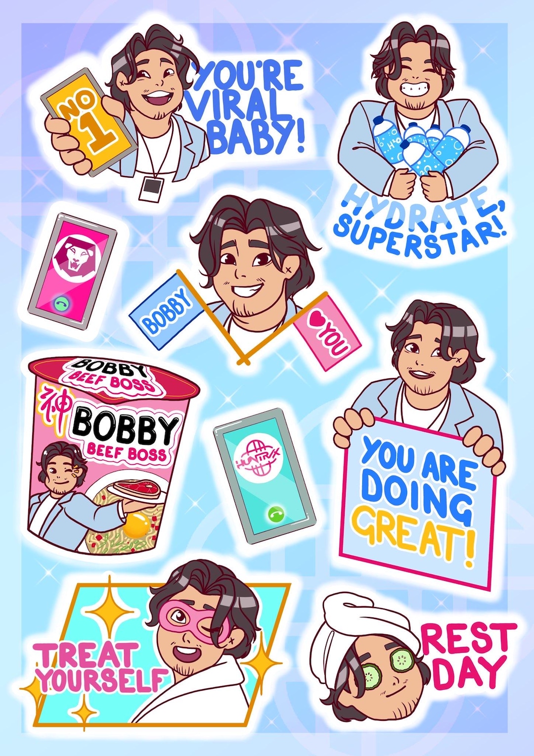 A5 Motivational Manager Bobby Sticker Set - Etsy