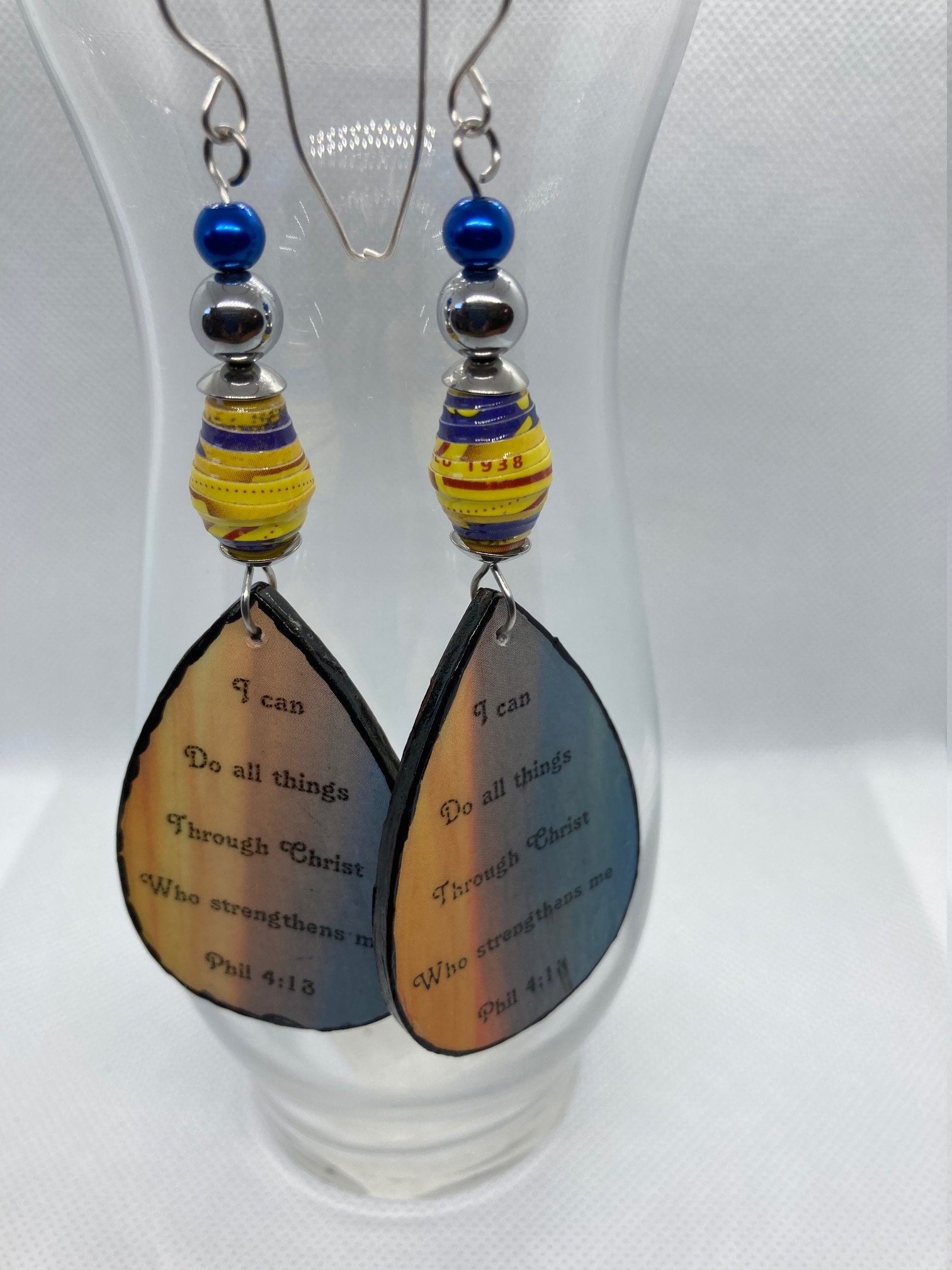 Bible Scripture | Beaded Dangle Earrings | I Can Do All Things Through ...