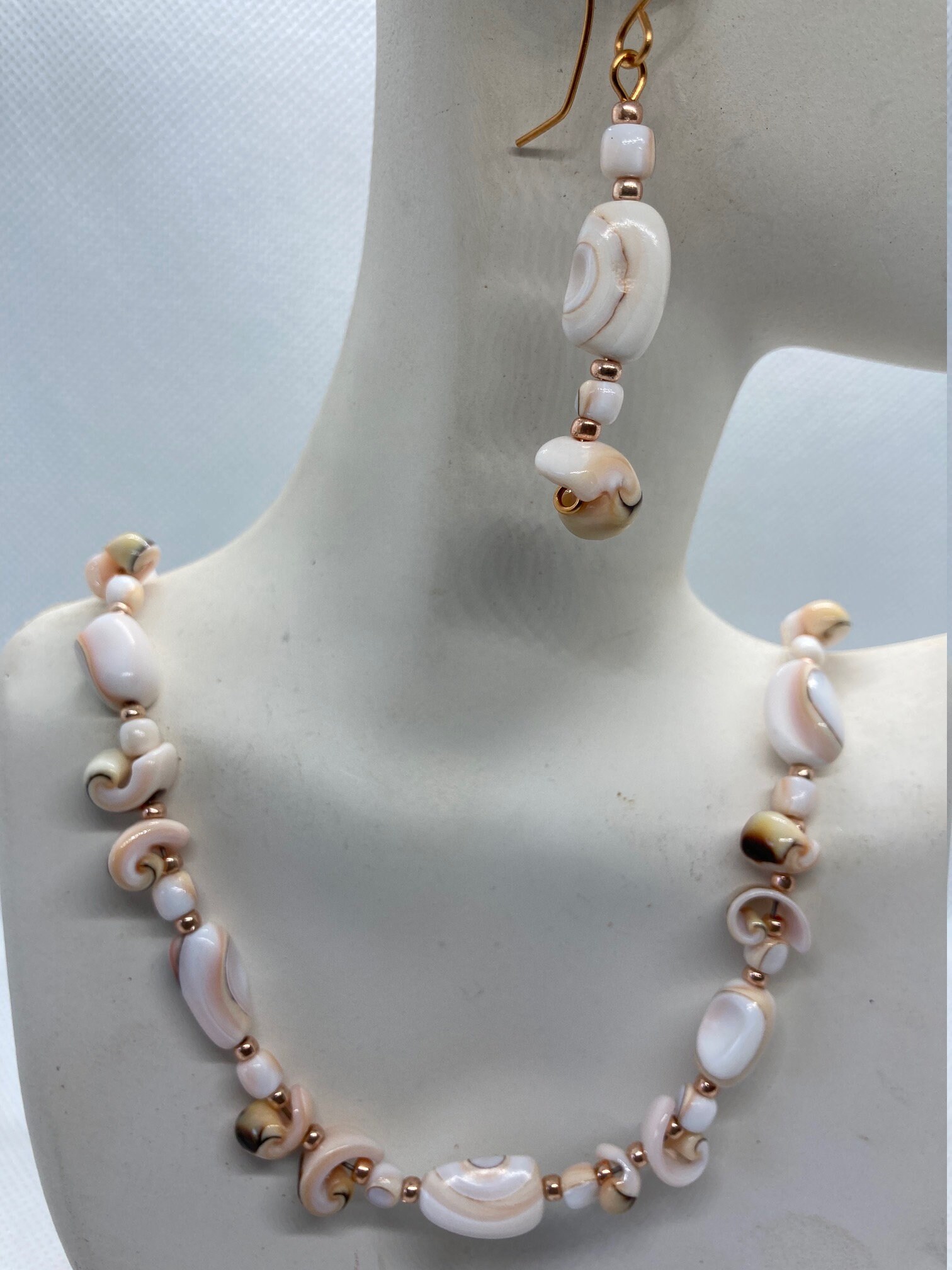 Seashell Jewelry Set Rose Gold Beads Beach Jewelry Glass - Etsy