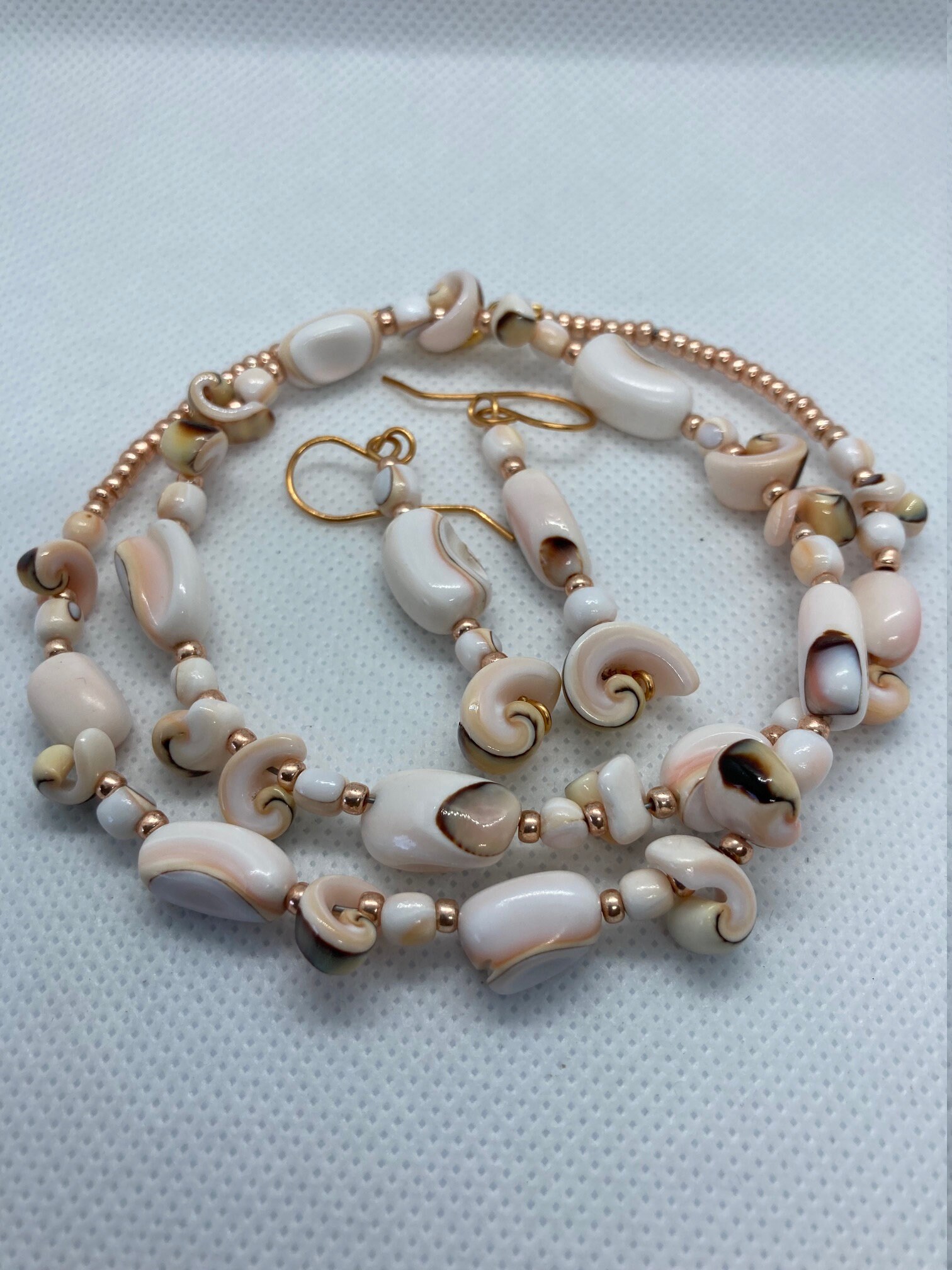 Seashell Jewelry Set Rose Gold Beads Beach Jewelry Glass - Etsy