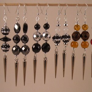 Long Spike Beaded Dangle Earrings Rocker Dangles Punk Rock Dagger ...