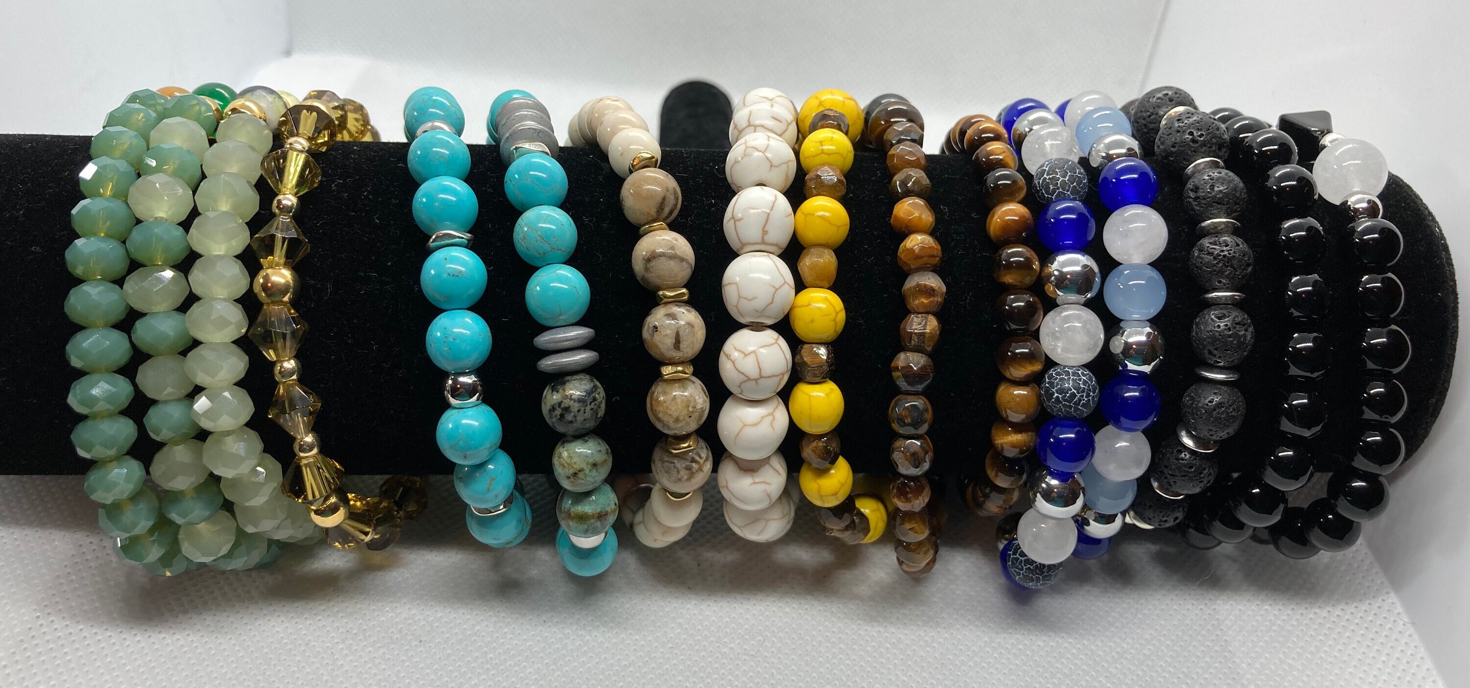 Beaded Stretch Bracelets Gemstone Stretch Bracelet Boho Stretch Beaded ...