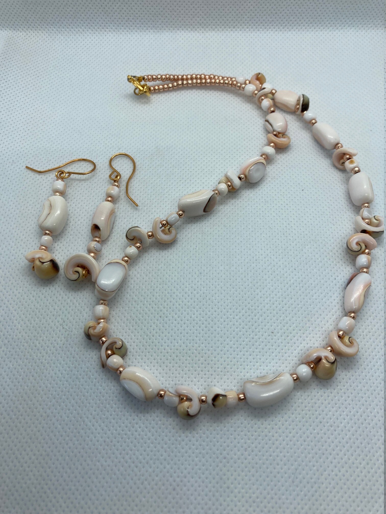 Seashell Jewelry Set Rose Gold Beads Beach Jewelry Glass - Etsy