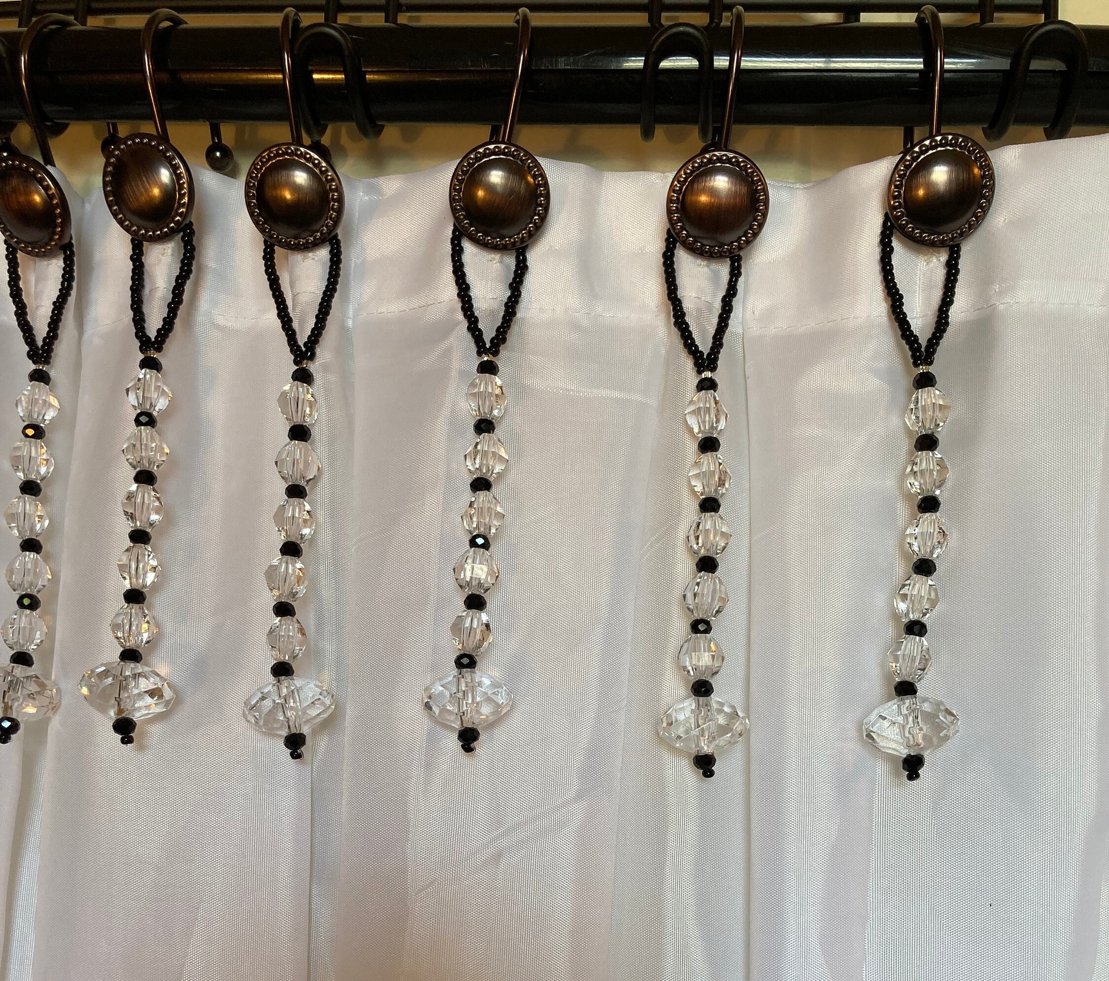Beaded Shower Curtain Bling Hook Accessory Decorative Shower Curtain ...