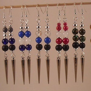 Long Spike Beaded Dangle Earrings Rocker Dangles Punk Rock Dagger ...