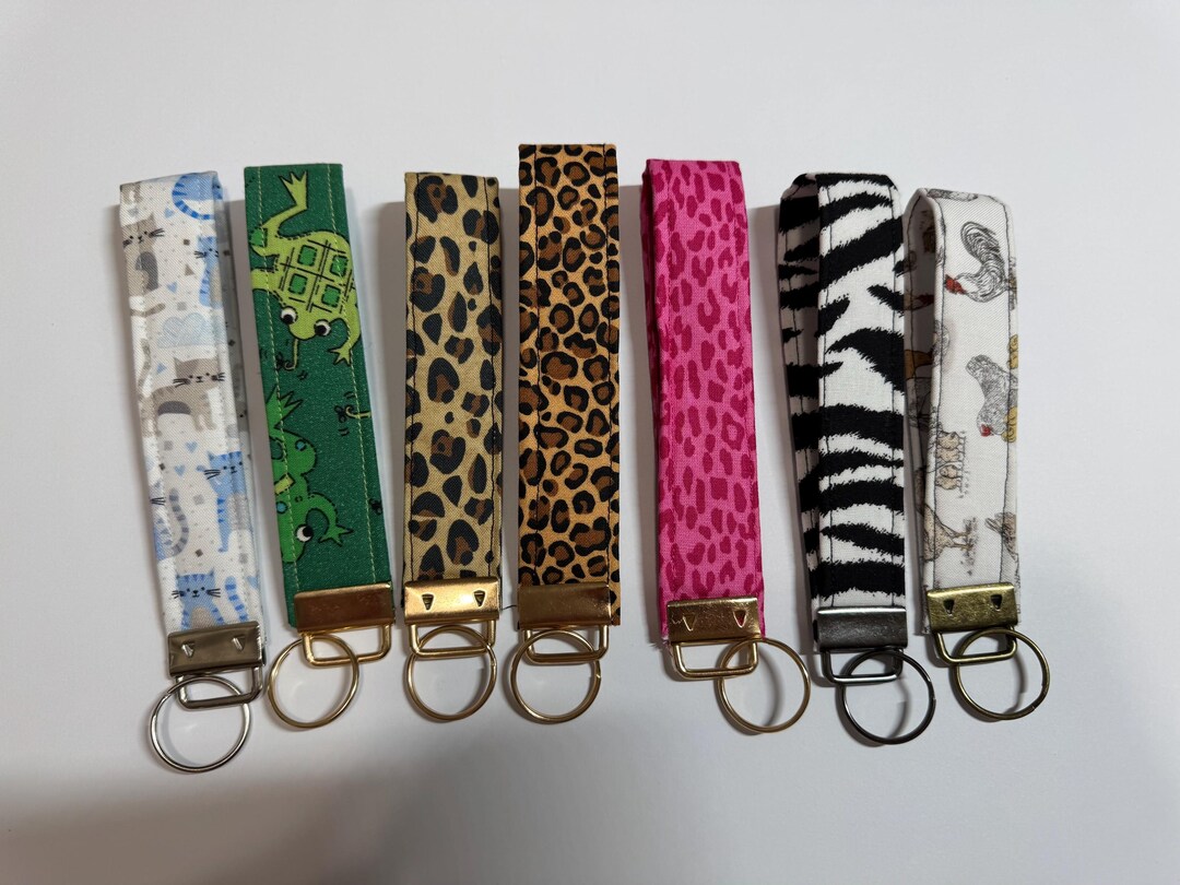 Animal Print Fabric Keychains: Cats, Frogs, Cheetah, Zebra, Chickens - Etsy