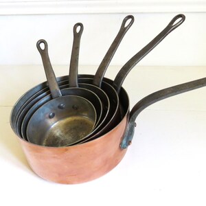 Vintage French Série Spéciale Villedieu Saucepans, 5 Copper Villedieu ...