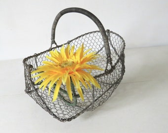 Antique French French Wire Oyster Basket / Garden Farmhouse / Vintage ...