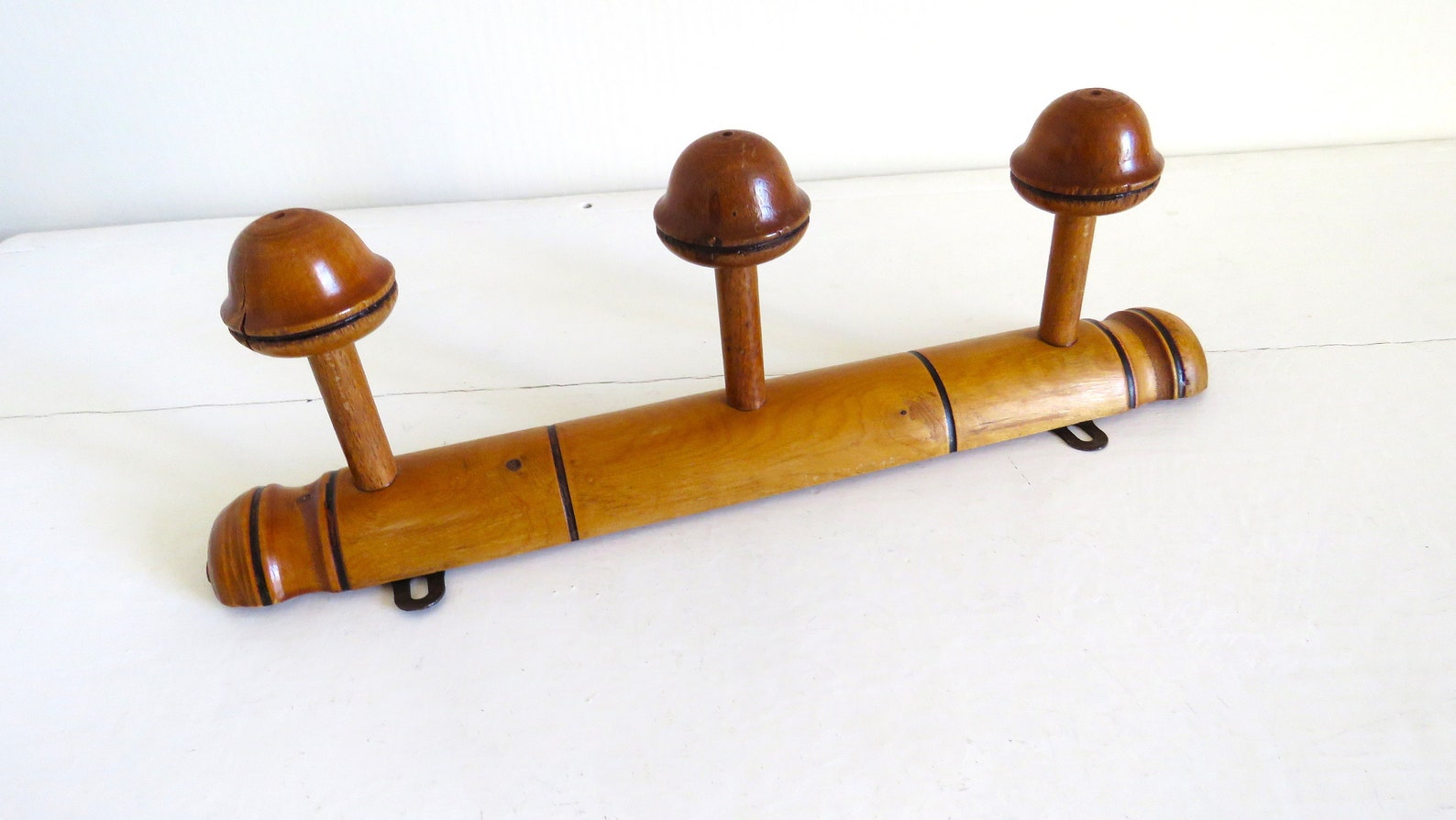 Vintage French Coat Rack, Vintage French Peg Rack, Faux Bamboo 3 Peg ...