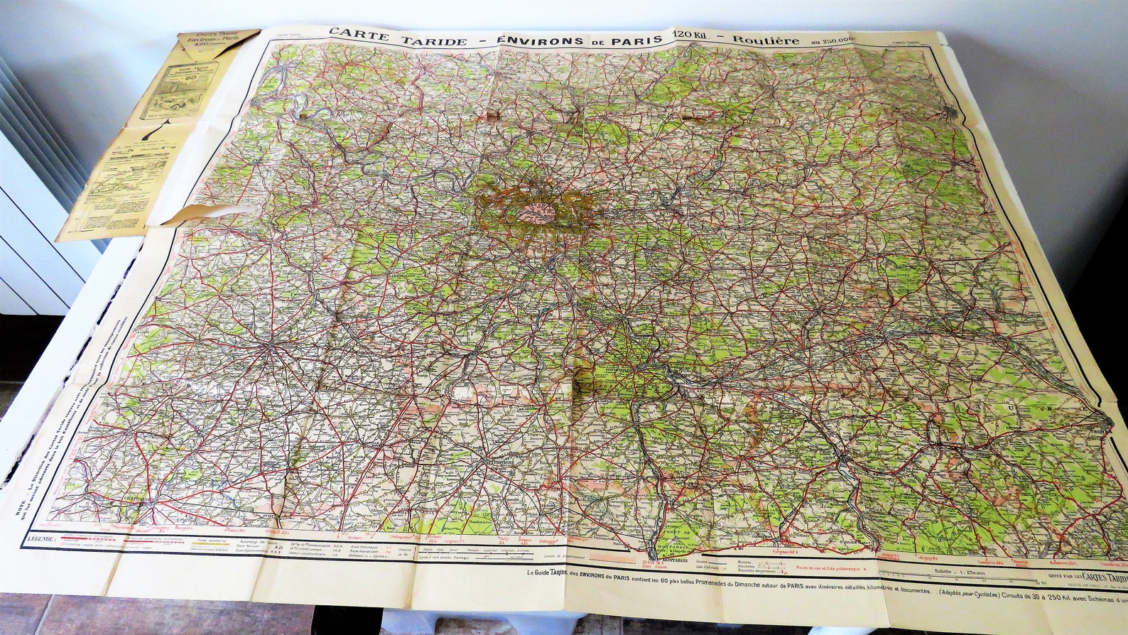 Antique French Carte Routière TARIDE Environ De Paris 120km, Paris Map ...