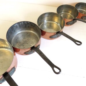 Vintage French Série Spéciale Villedieu Saucepans, 5 Copper Villedieu ...