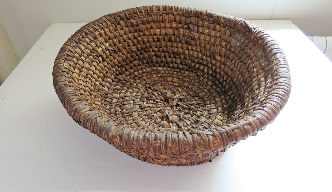 Antique French Rye Coiled Basket, Antique French Large Coiled Rye ...