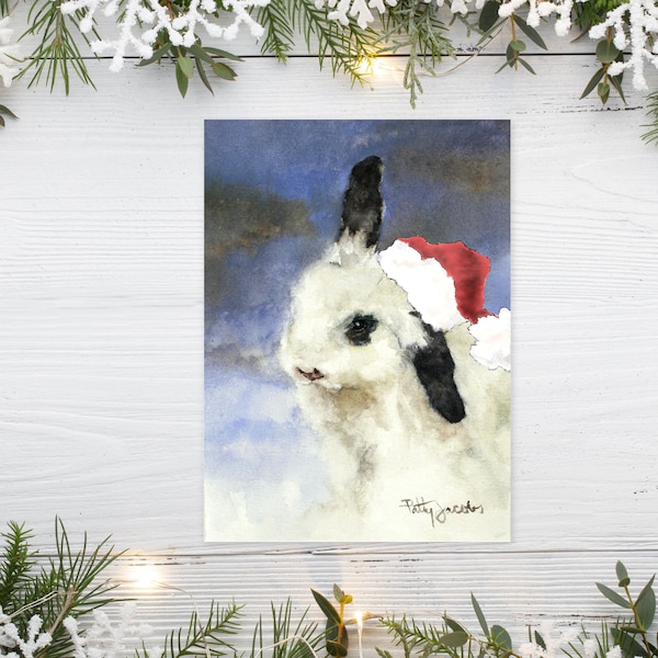 Bunny Christmas Card - Etsy