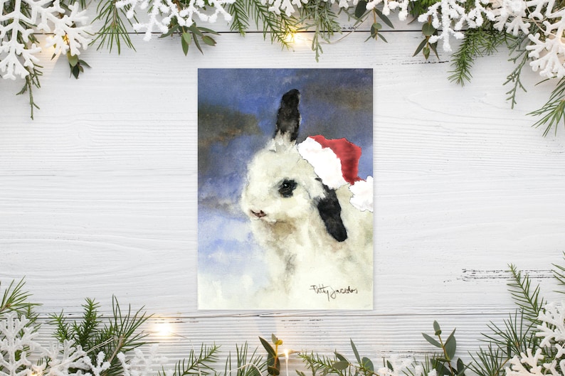 Bunny Christmas Card Rabbit Christmas Cards Bunny Rabbit Holiday Cards ...