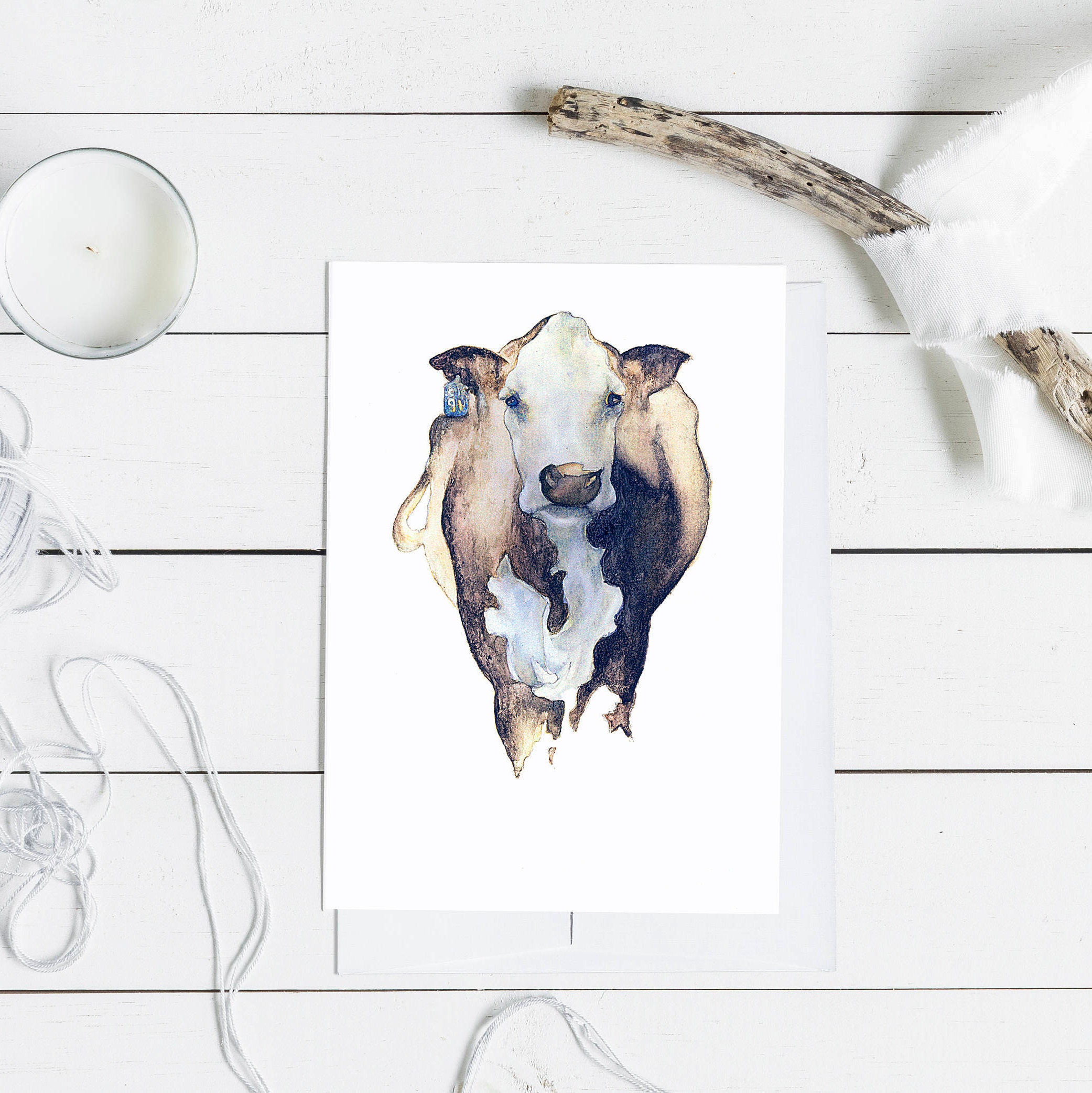 Watercolor Note Card - Farm Animal - Note Card - Blank Inside - Etsy