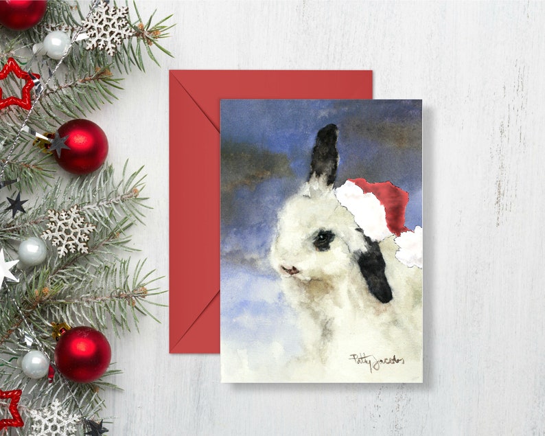 Bunny Christmas Card Rabbit Christmas Cards Bunny Rabbit Holiday Cards ...