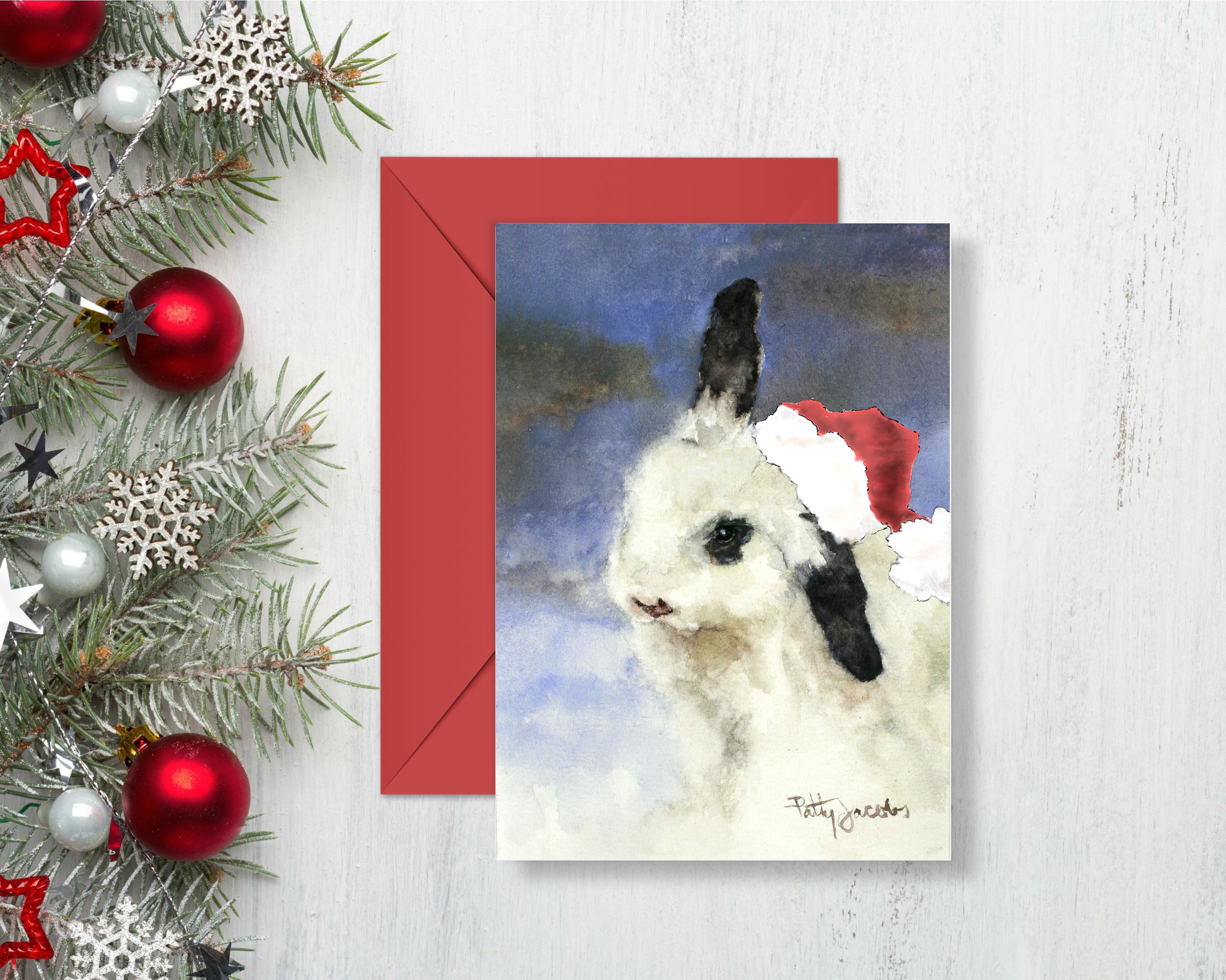 Bunny Christmas Card Rabbit Christmas Cards Bunny Rabbit Holiday Cards ...