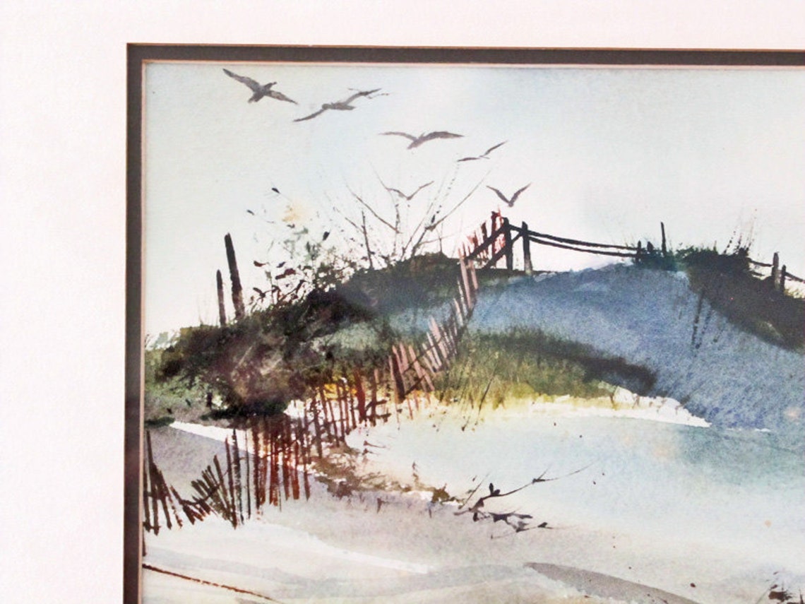 Jane Carlson 1970's Original Watercolor Sand Dunes Framed | Etsy