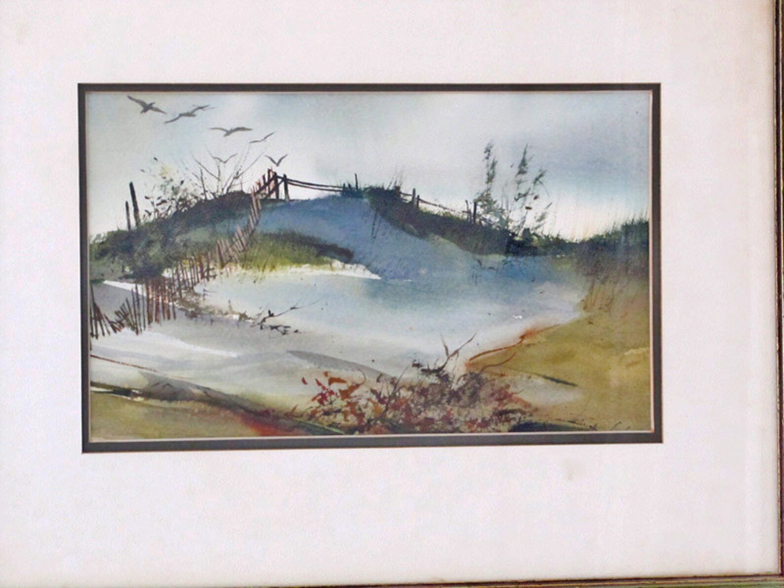 Jane Carlson 1970's Original Watercolor Sand Dunes Framed | Etsy