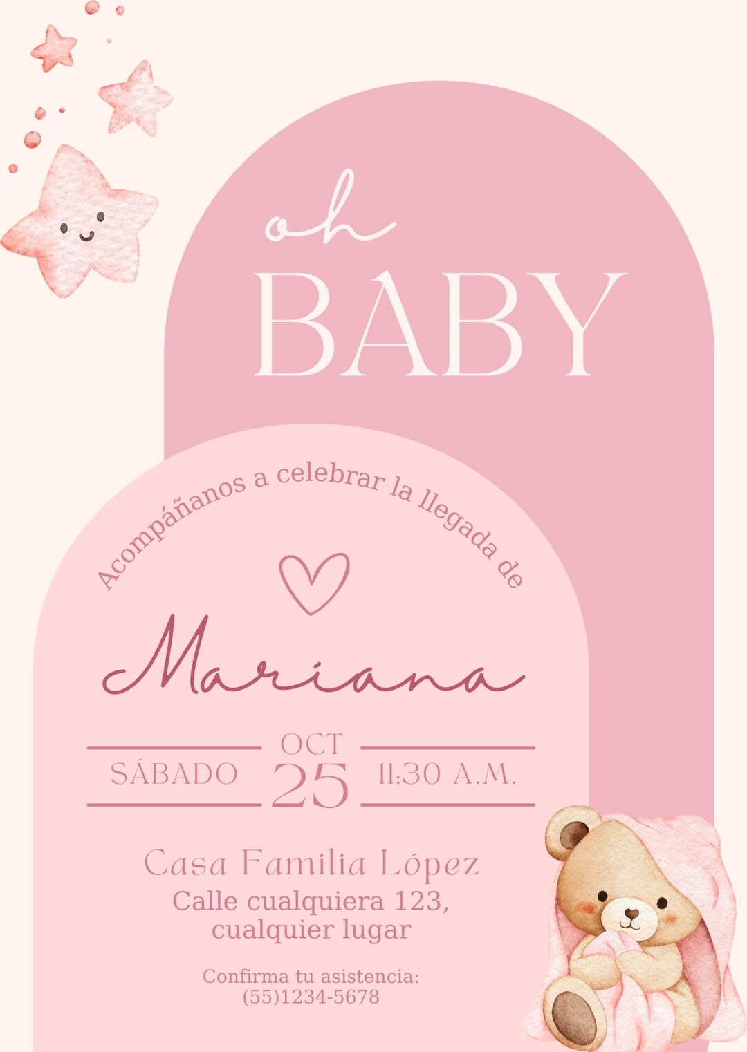 Editable Baby Shower Invitation | Spanish Digital Template (canva) - Etsy