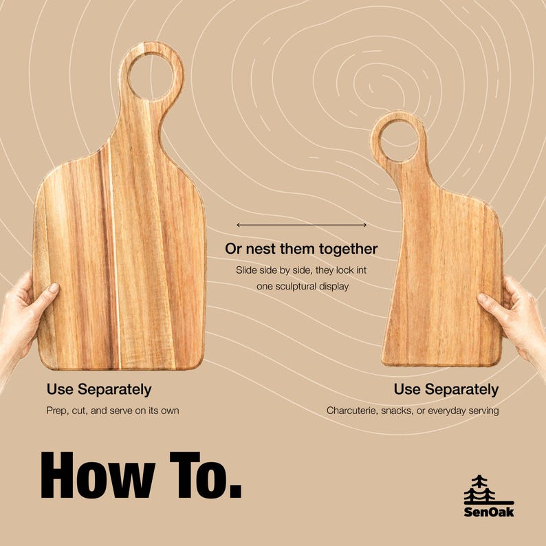 Acacia Wood Cutting Board Set, Interlocking Chopping Board Set ...