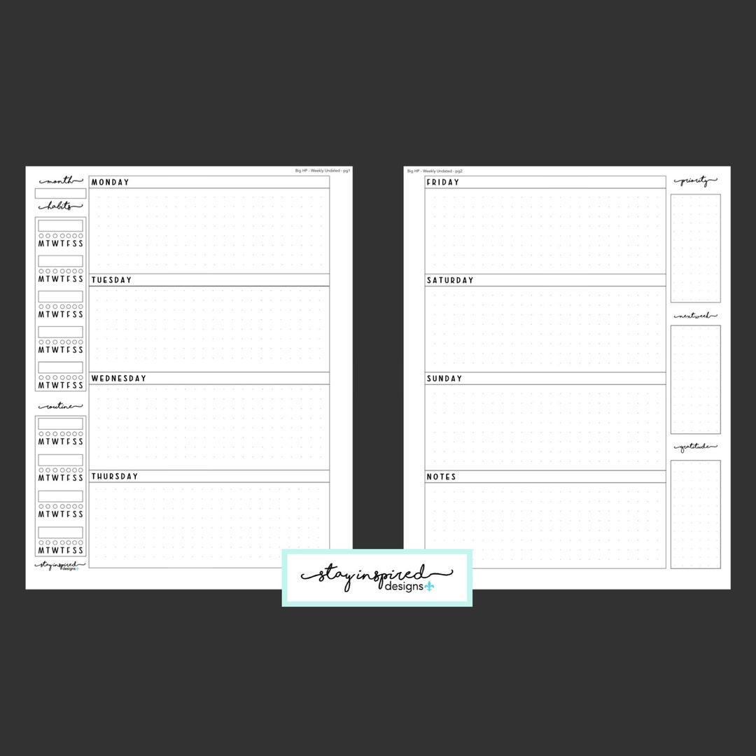 PRINTABLE - BIG Happy Planner - Undated Weekly Pages - Etsy