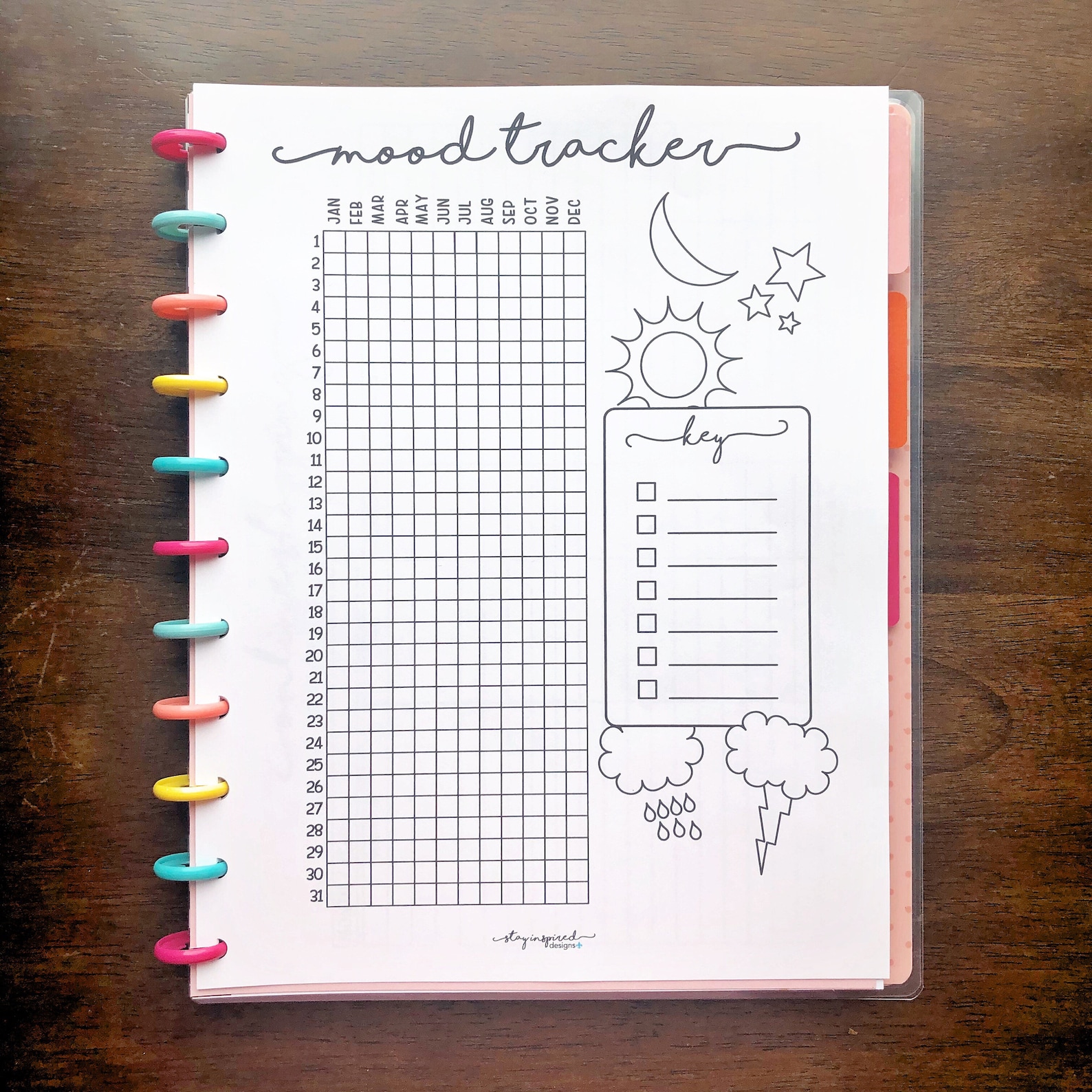 PRINTABLE - BIG Happy Planner Mood Tracker | Happy Planner Insert ...