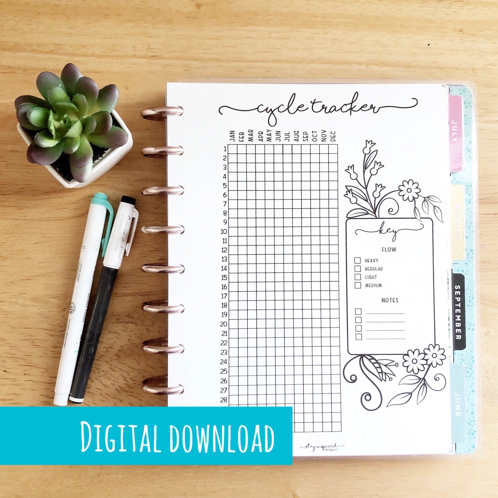 PRINTABLE CLASSIC Happy Planner Cycle Tracker Happy | Etsy