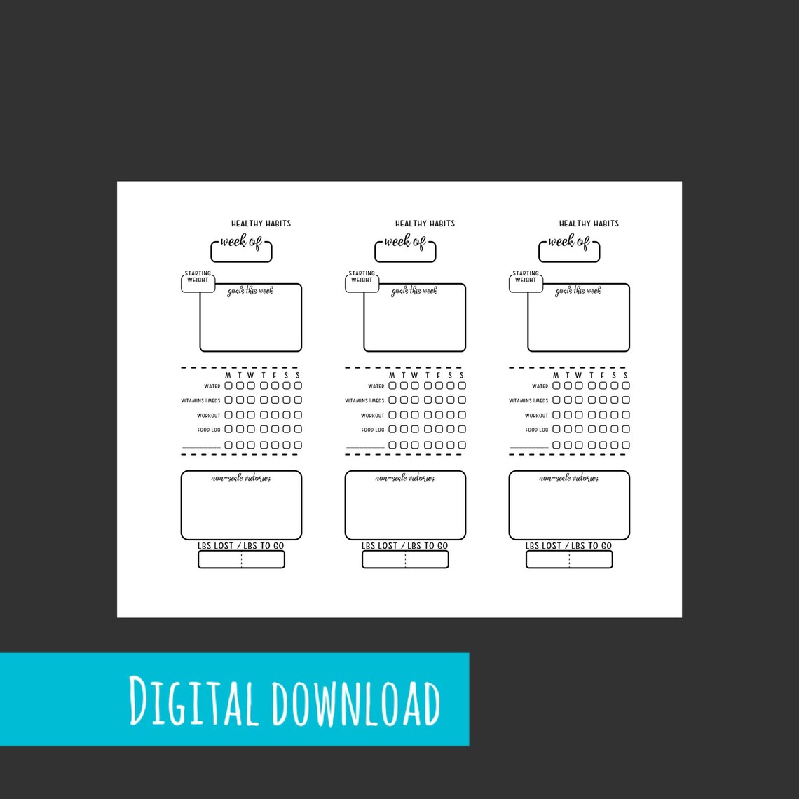 PRINTABLE MINI Happy Planner Healthy Habit Tracker | MINI Happy Planner ...