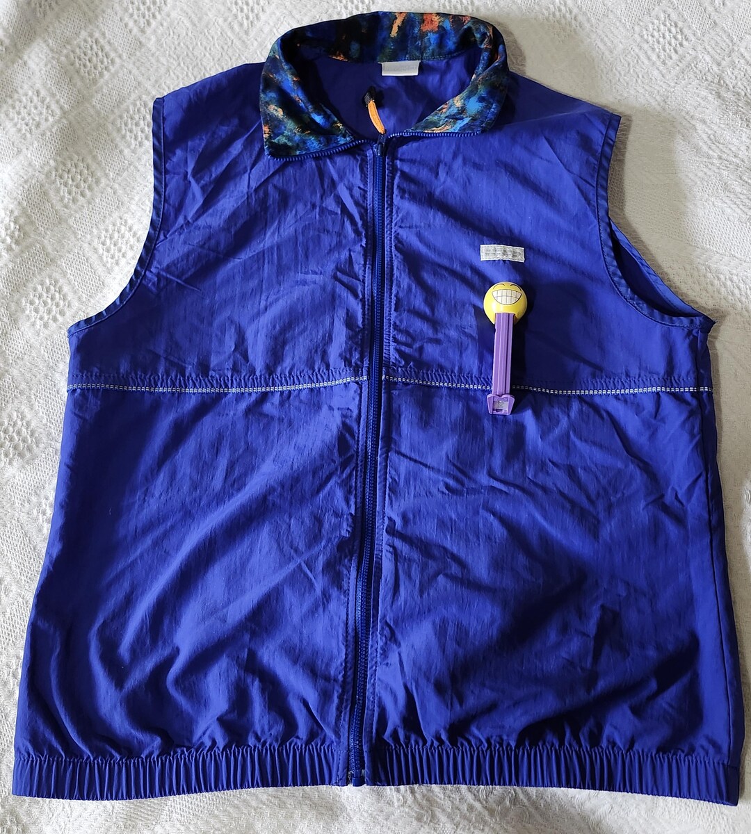 HIND Running Vest, 1990's Royal Blue, Jewel Tone Collar W/full Zipper ...