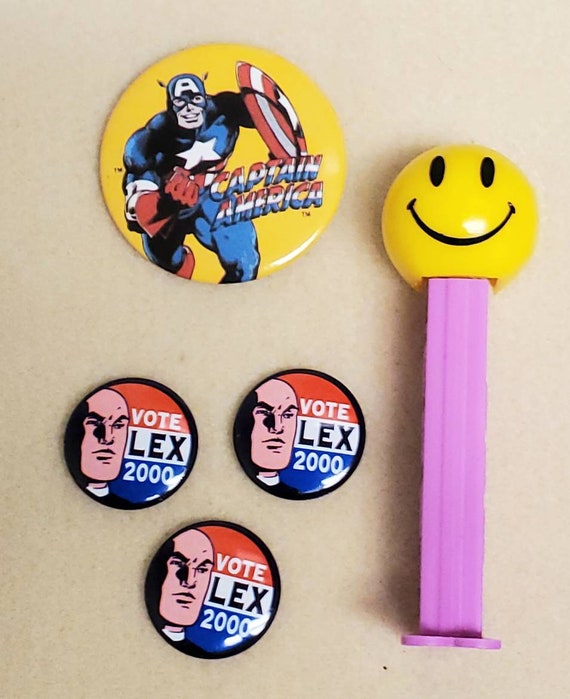 Vintage Super Hero Pin Back Button YOUR CHOICE: Vote … - Gem