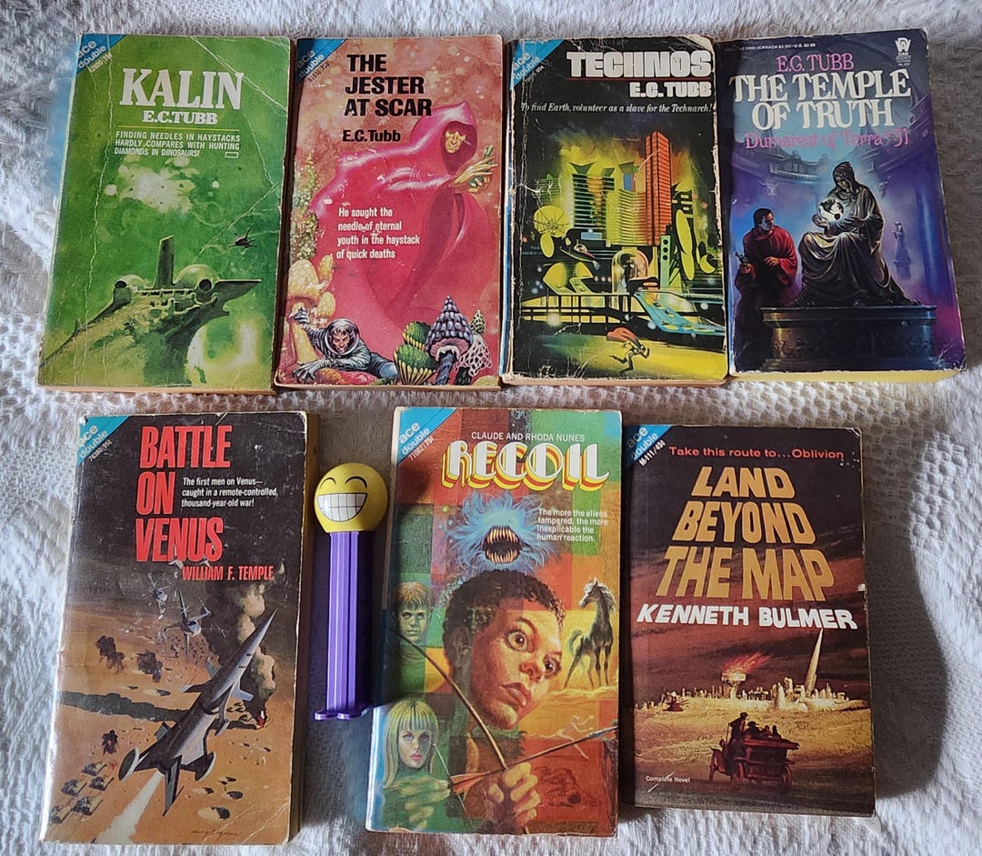 Vintage Sci-fi Books Lot of 7 1960-70's Ace Double PB, E.C. TUBB ...