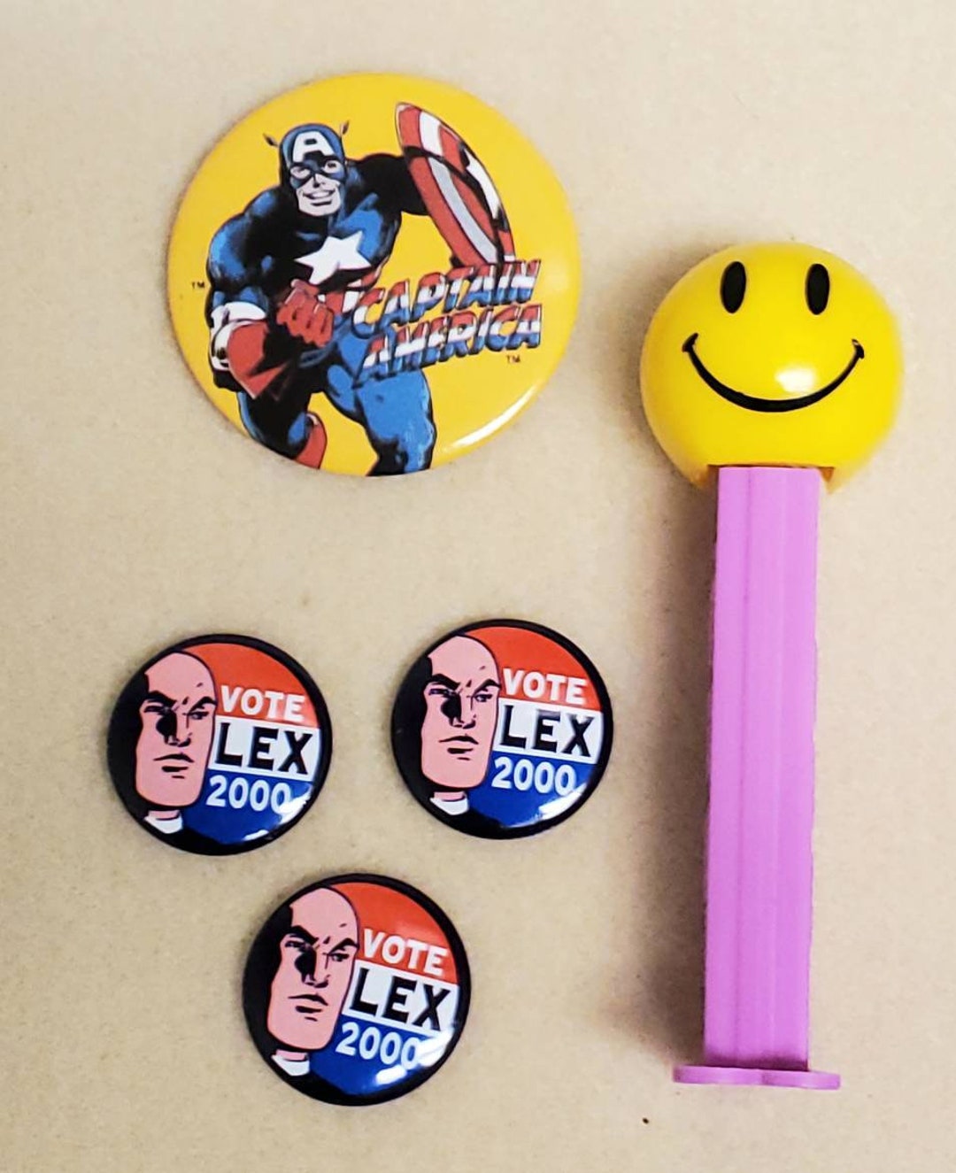 Vintage Super Hero Pin Back Button YOUR CHOICE: Vote Lex 2000 DC Comics ...