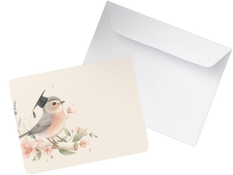 Bird Graduation Card Printable, Cute Watercolor Grad Card, Floral ...