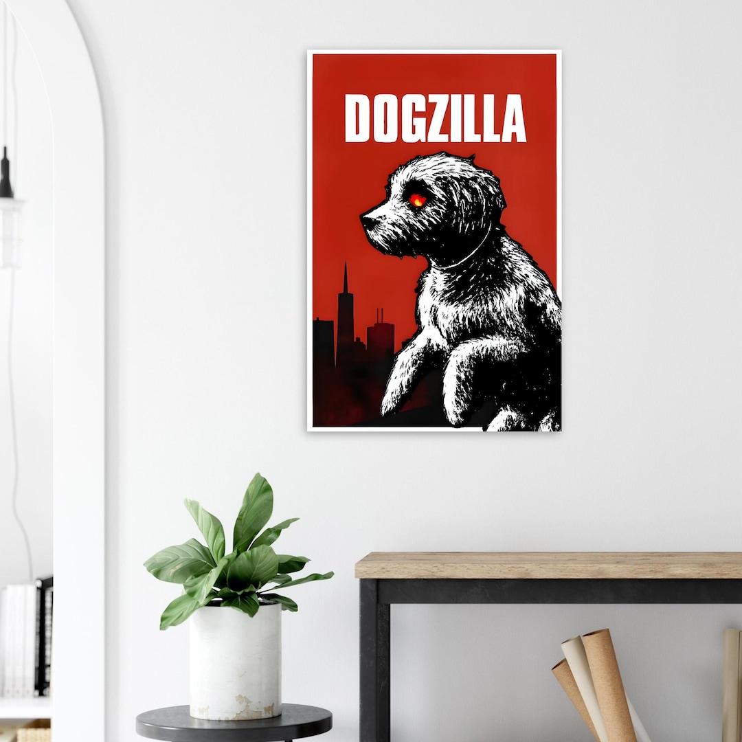 Dogzilla Poster - Funny Puppy Kaiju Movie Parody - Giant Dog City Wall ...