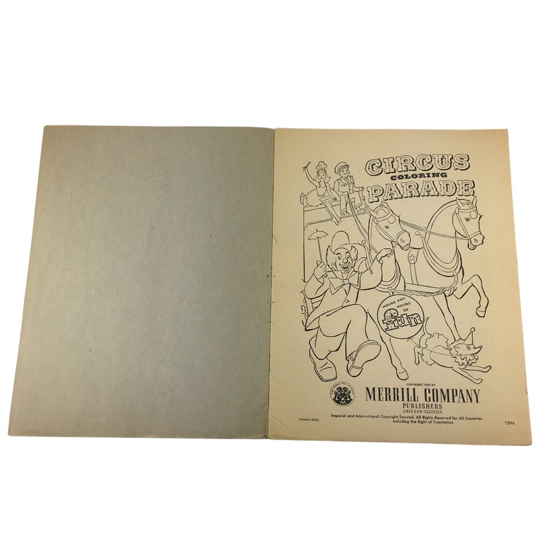 Vintage 1959 Circus Coloring Book Merrill Parade Book - Etsy