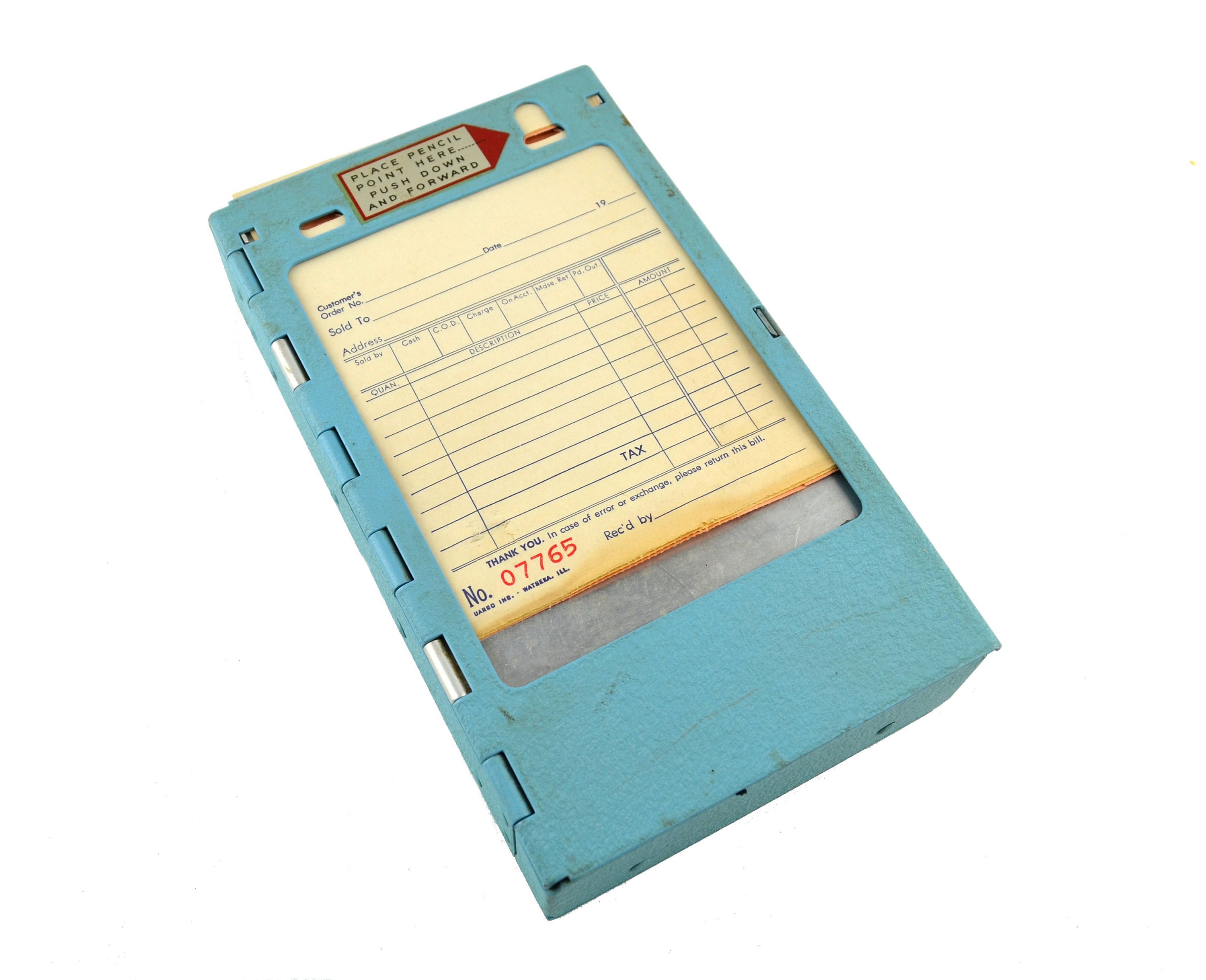 Vintage UARCO Sales Receipt Dispenser Powder Blue Office Desk Accessory ...