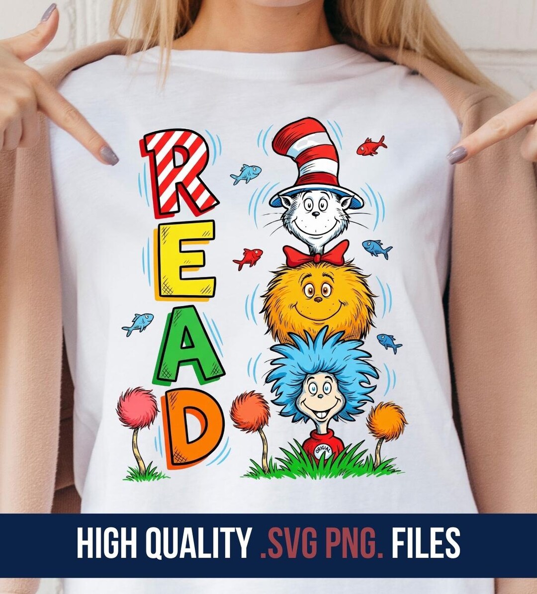 Faux Yarn Crochet Dr Seuss PNG, Cat in the Hat Latch Hook Read Across ...