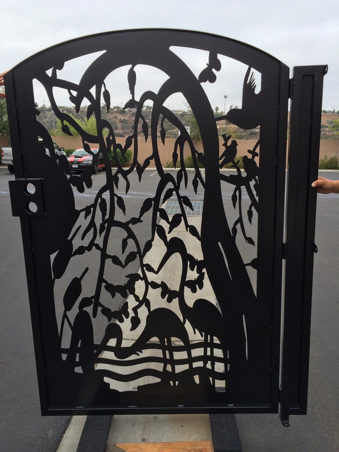 Herons Metal Gate, Custom Art Pedestrian Walk Thru Entry Iron Steel ...