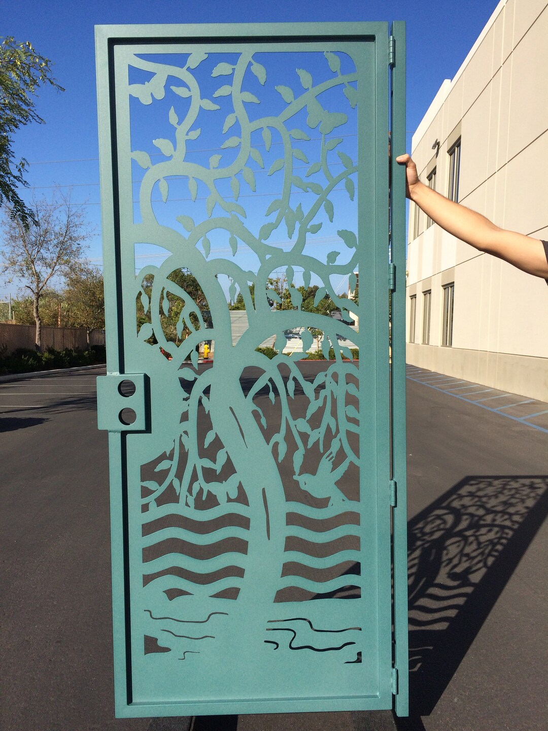 Birds Metal Gate, Custom Art Pedestrian Walk Thru Entry Iron Steel ...