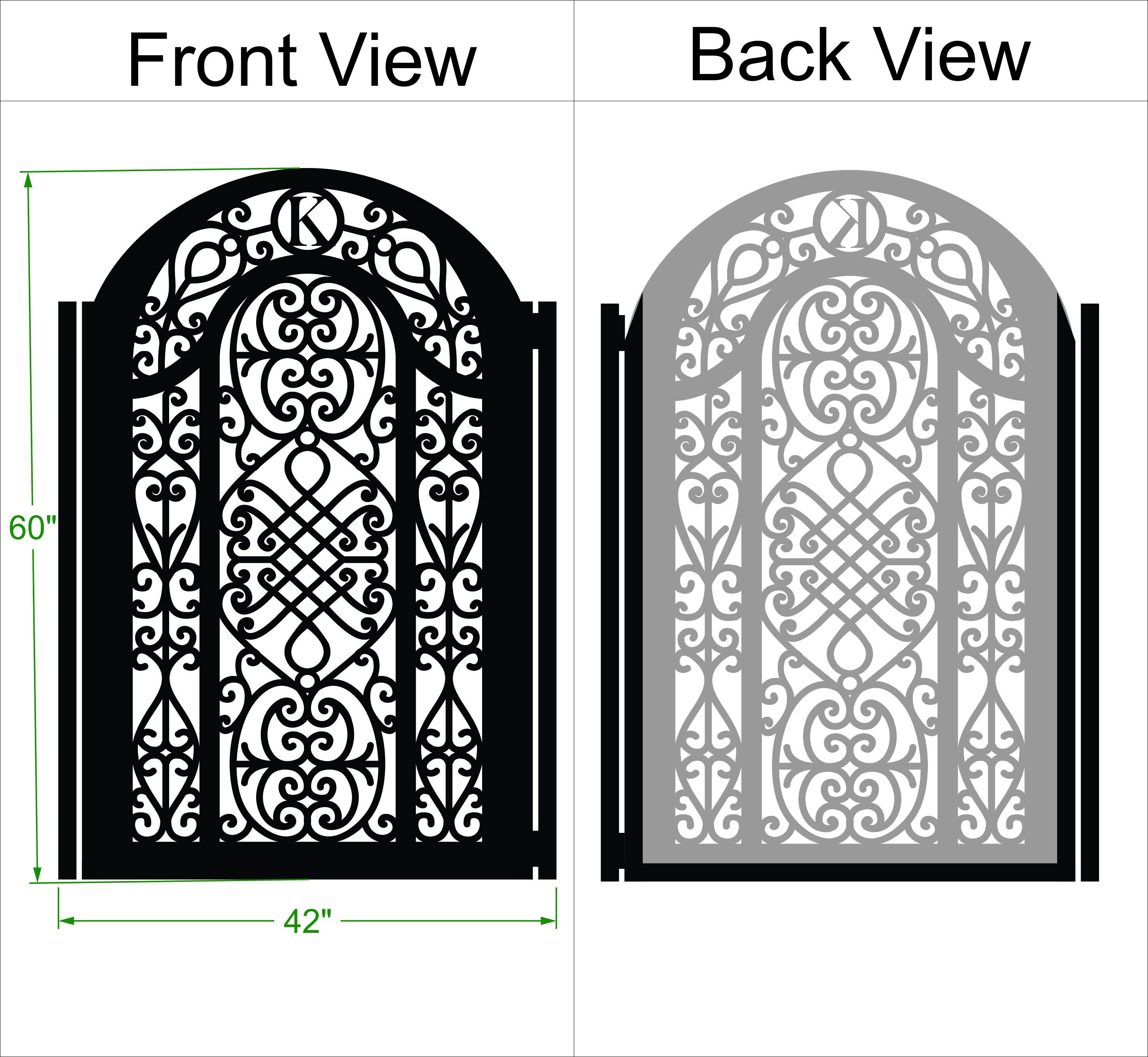 Modern Monogram Metal Gate Custom Measurements Pedestrian | Etsy