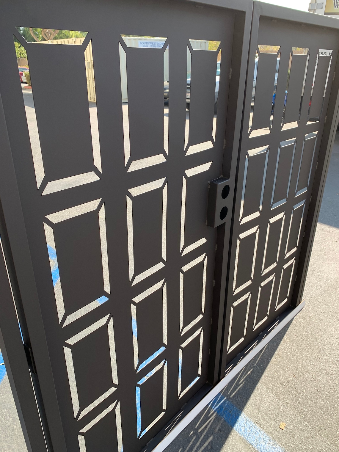 Privacy Contemporary Dual Entry Metal Gate Ornamental Iron | Etsy