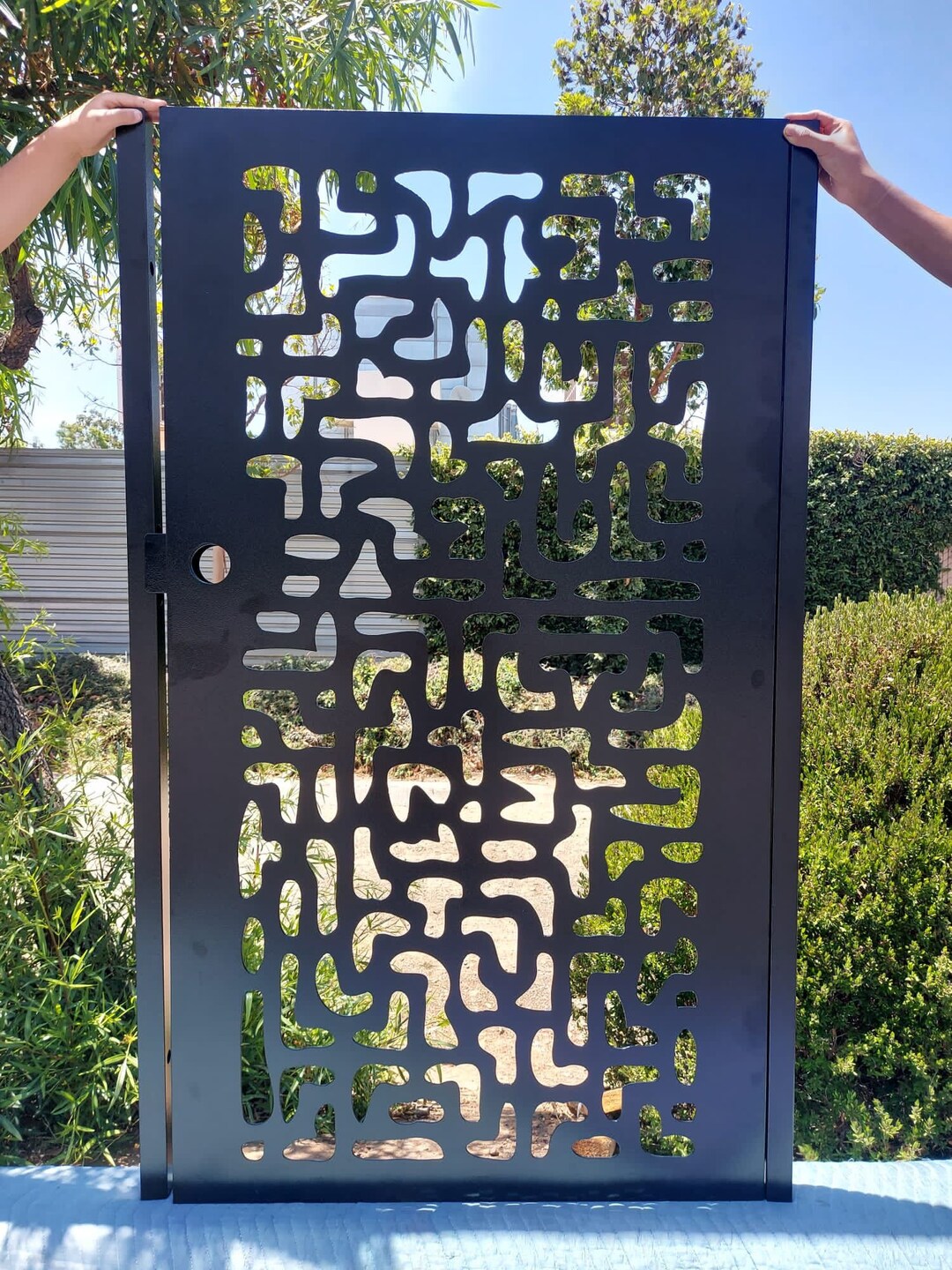 Contemporary Modern Glyph Metal Gate, Modern Metal Gate, Custom Size ...