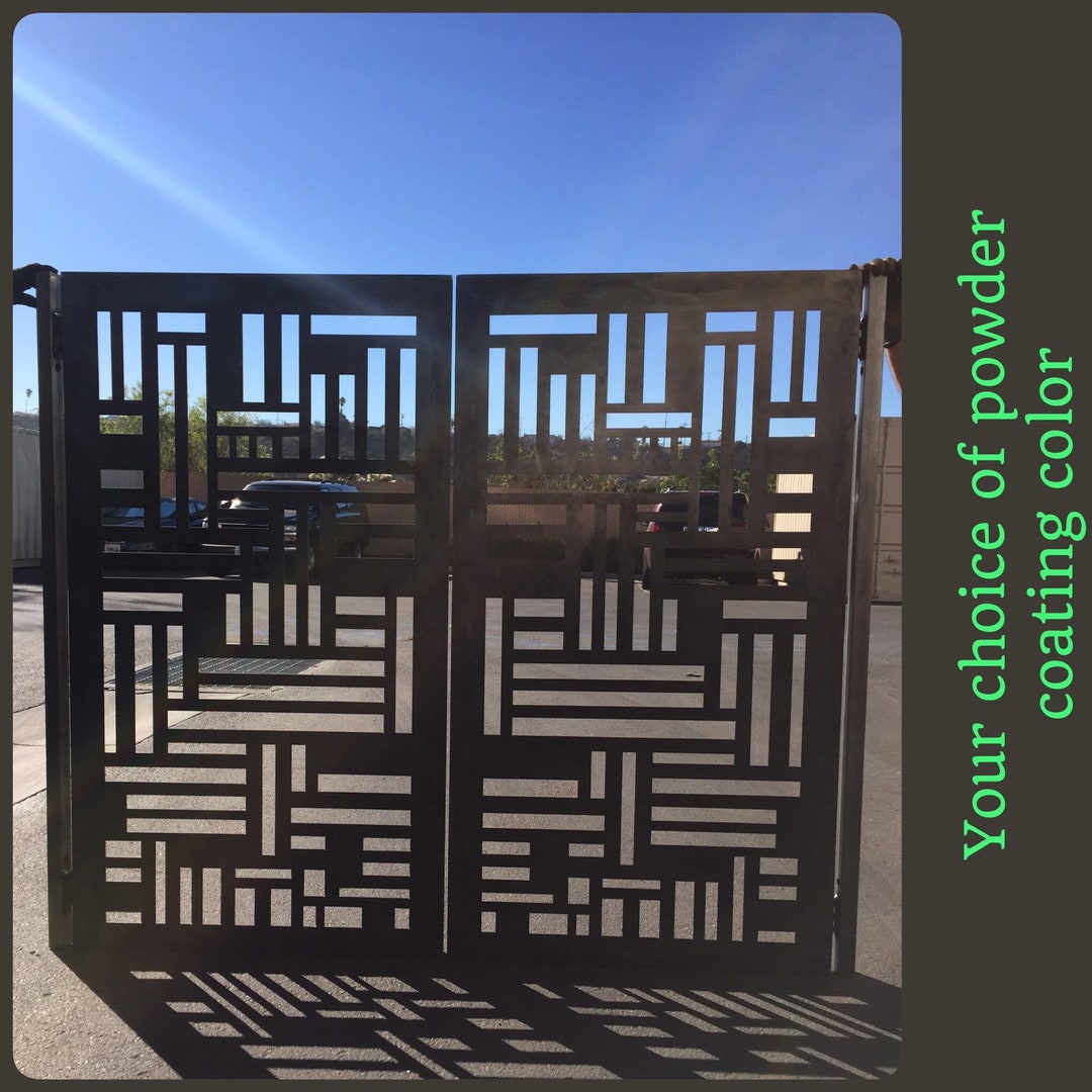 Contemporary Modern Dual Metal Gate, Modern Metal Gate, Custom Size Art ...