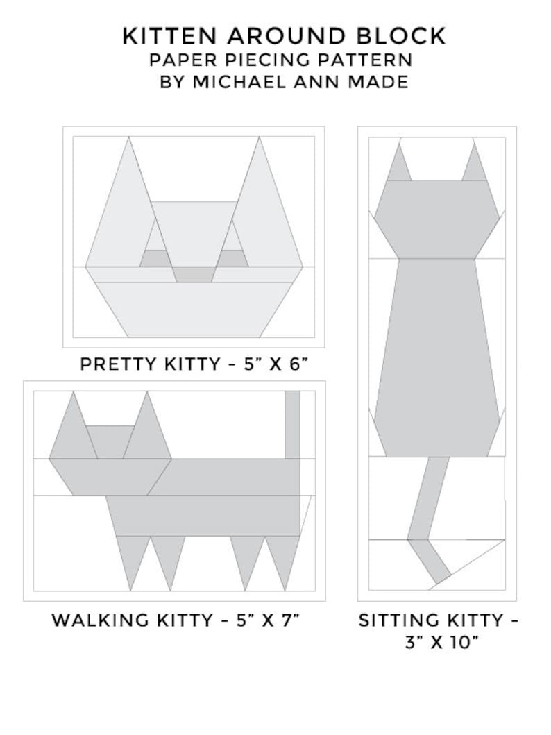Kitten Around Blocks PDF Paper Piecing Pattern | Etsy
